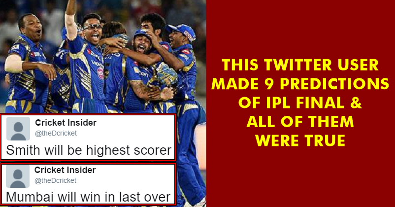 This Twitter User Made 9 Predictions Of IPL Final Match & All Came True ...